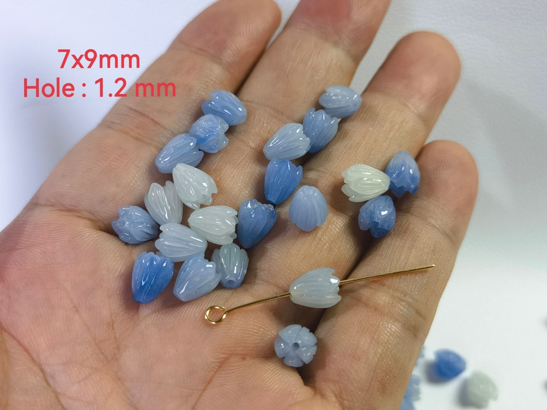 7x9mm Hawaiian Pikake Beads Various Shades of Blue Flower Composite ...