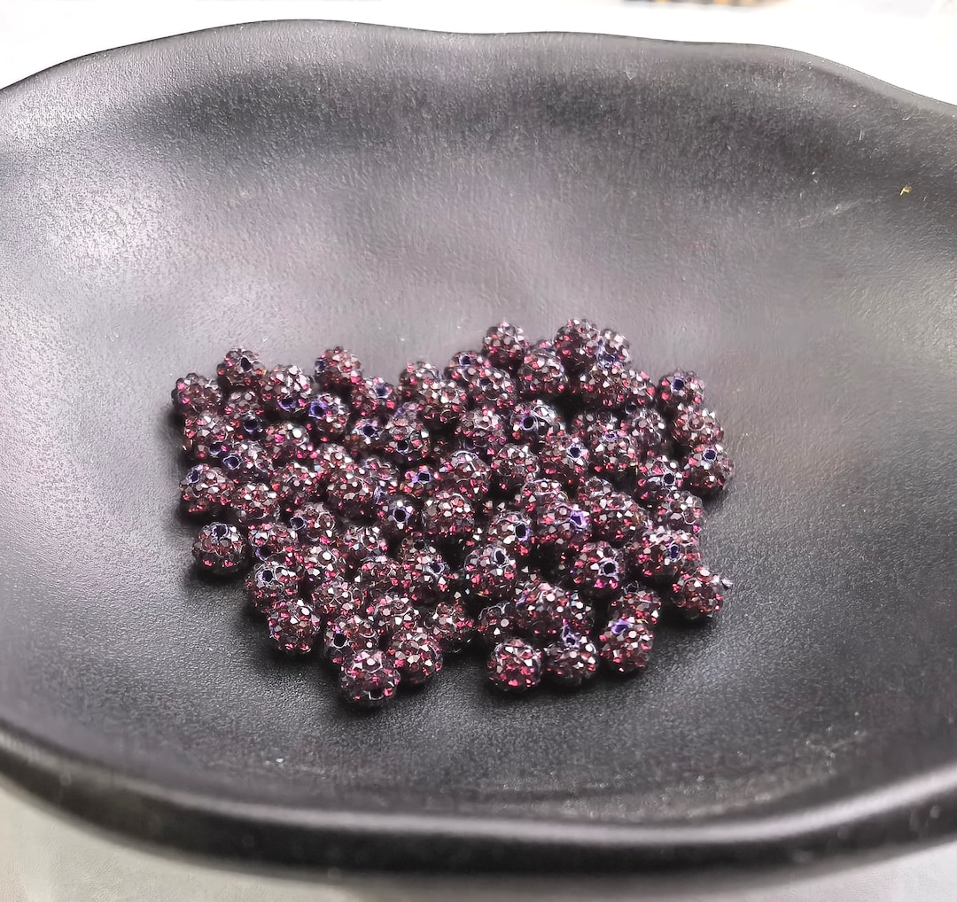 4mm 6mm Purple Crystal Disco Ball Beads ,micro Pave Crystal, 6 Rows ...