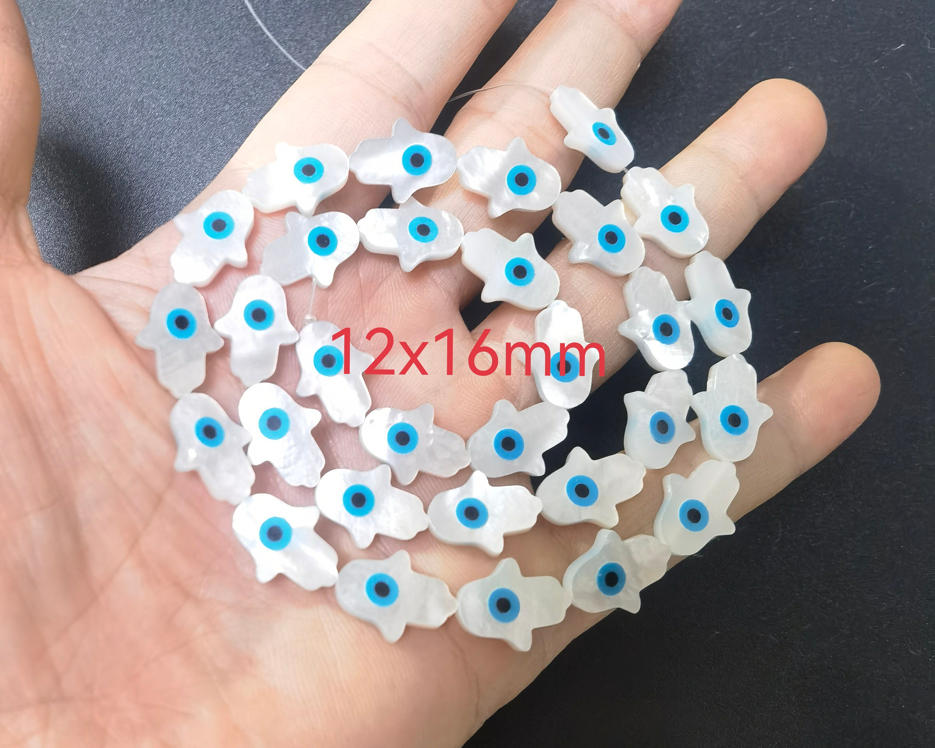 Mother of Pearl Hamsa Hand Beads ,evil Eye Beads , Hamsa Hand Beads ...