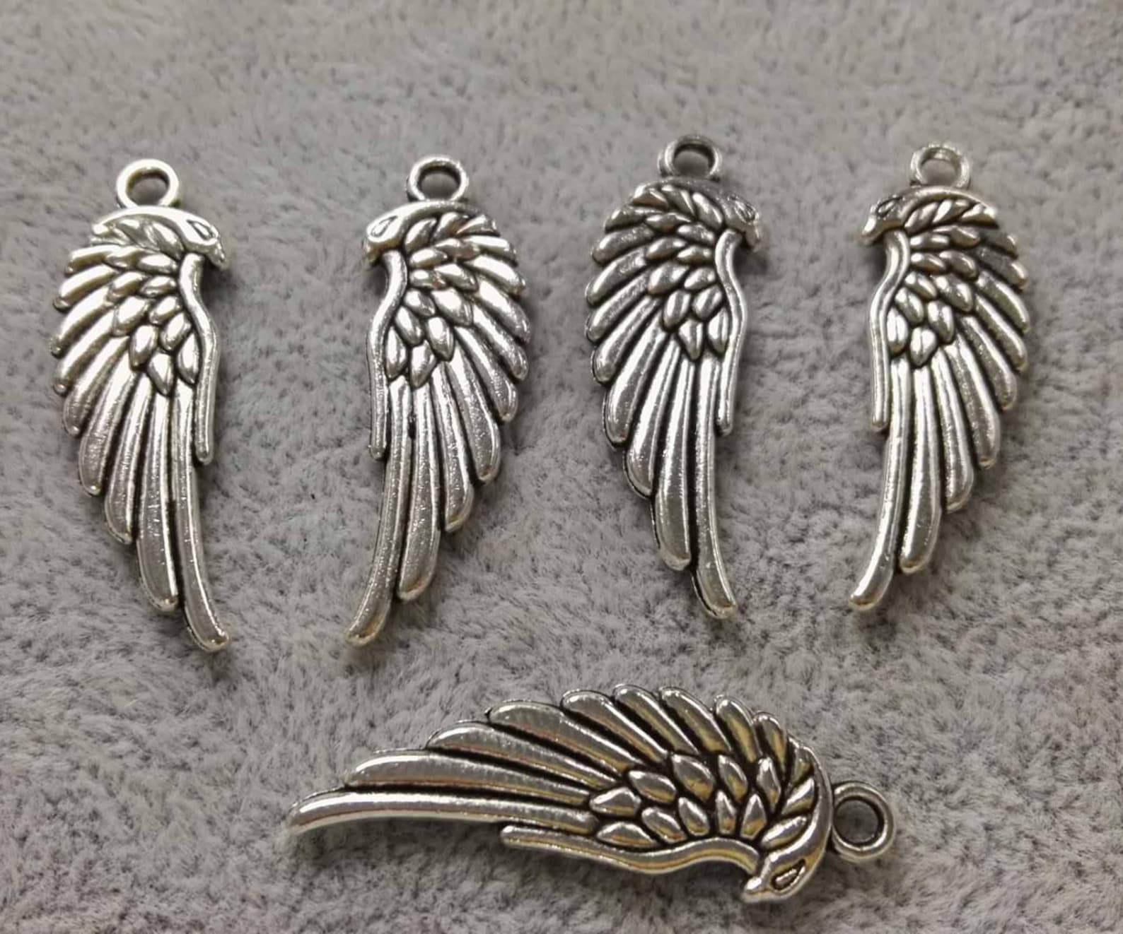 40pcs Double Sided Angel Wing Charms , Angel Wing Pendant ,10x32mm Bird ...