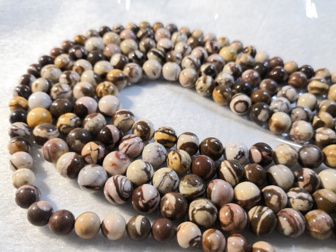1 Full Strand 6mm 8mm 10mm Natural Zebra Beads, Zebra Jasper Loose ...