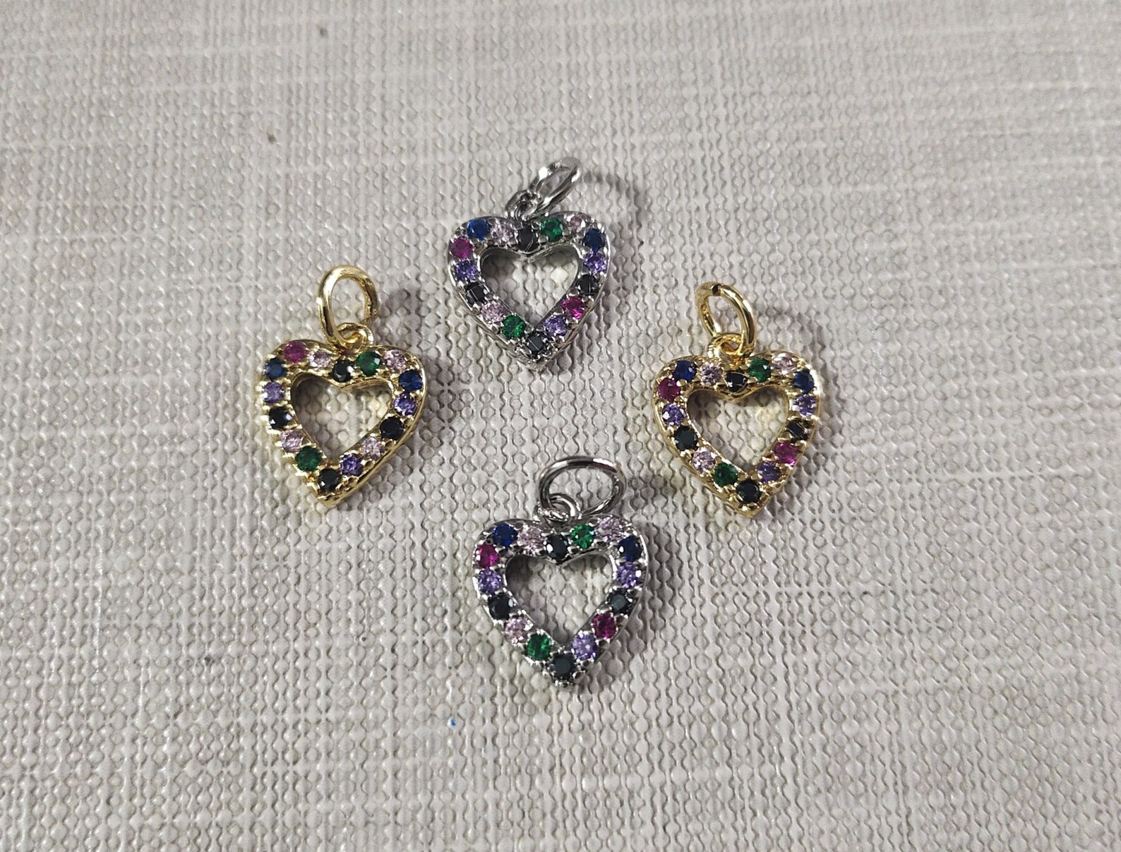 5 30pcs Micro Pave CZ Heart Charms platinum Plated / Gold - Etsy