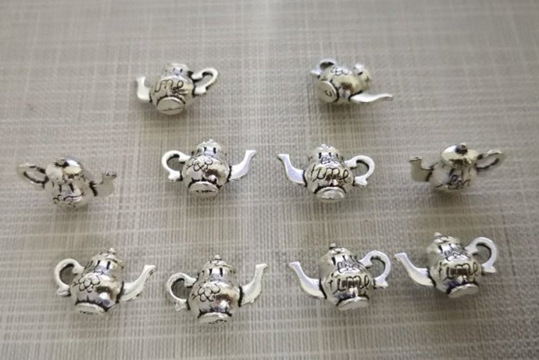 30pcs Antique Silver Teapots Charms , Tea Time Charms ,12x17mm 3D Tea ...