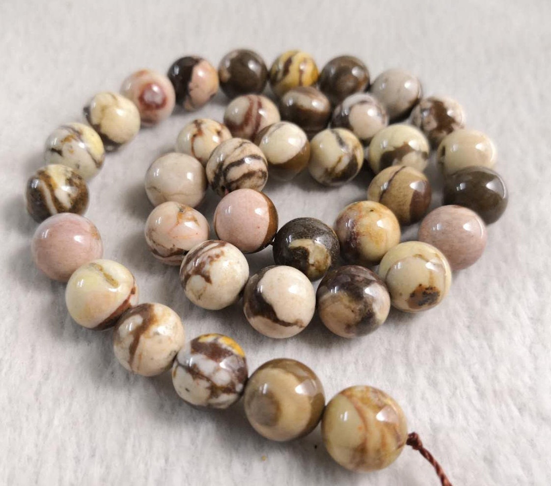 1 Full Strand 6mm 8mm 10mm Natural Zebra Beads Zebra Jasper | Etsy