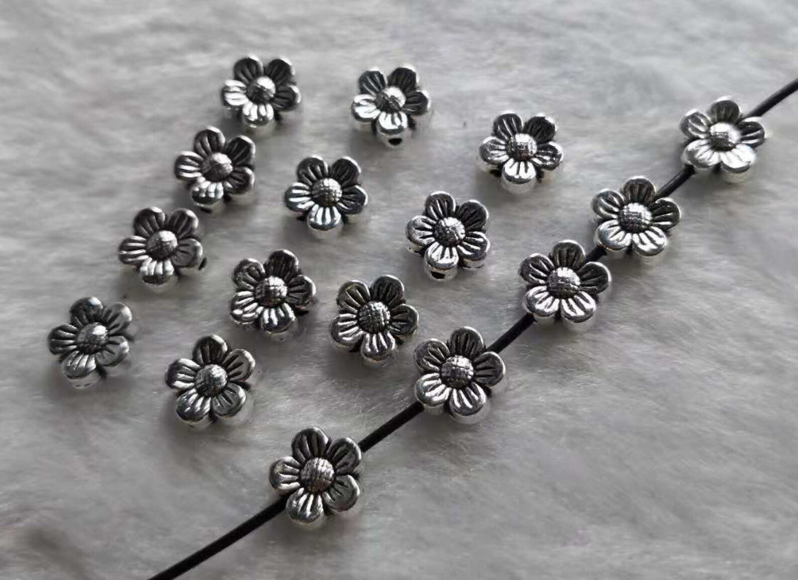 40pcs Double Sided Flower Beads Metal Spacer Beads 3x8mm | Etsy