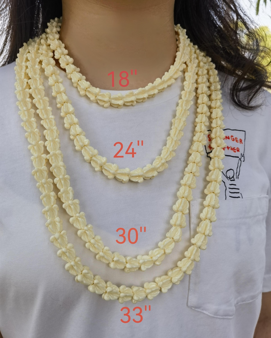 Aloha Lei ,white Crown Flower Necklace ,18''/24''/30"/34" Hawaiian Lei ...