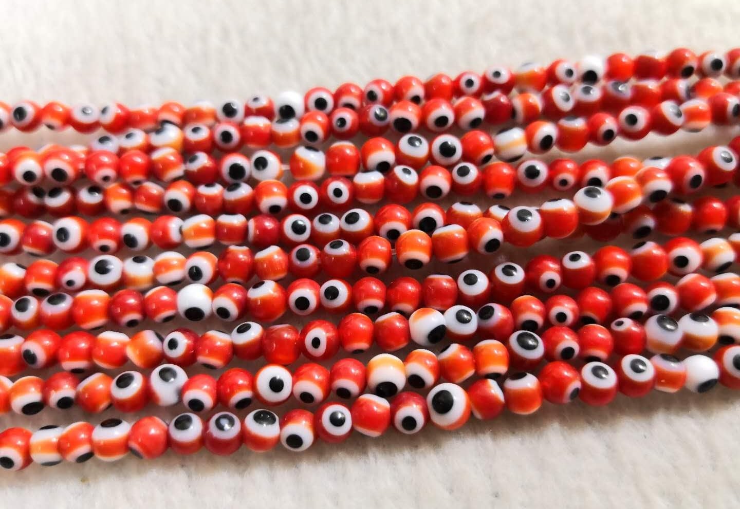 Full Strand Red Evil Eye Round Beads Glass Evil Eye Beads - Etsy