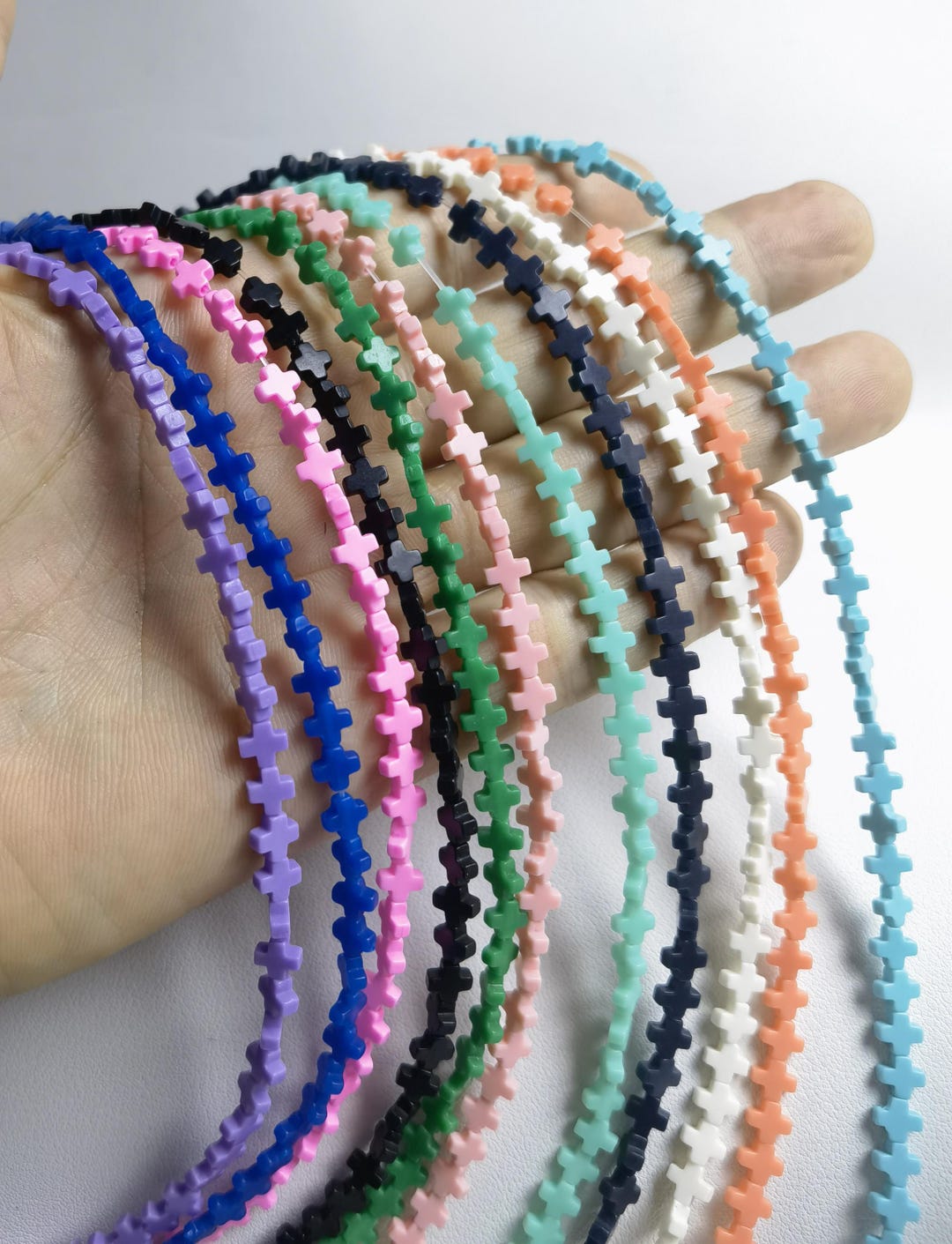 20/200pcs Resin and Coral Powder Pressed Cross Beads ,tiny Cross ...