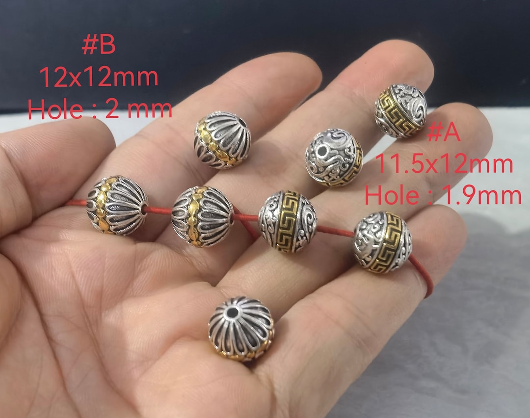 Dual Tone Floral Pattern Spacer Beads, 12x12mm Tibetan Style Beads ...