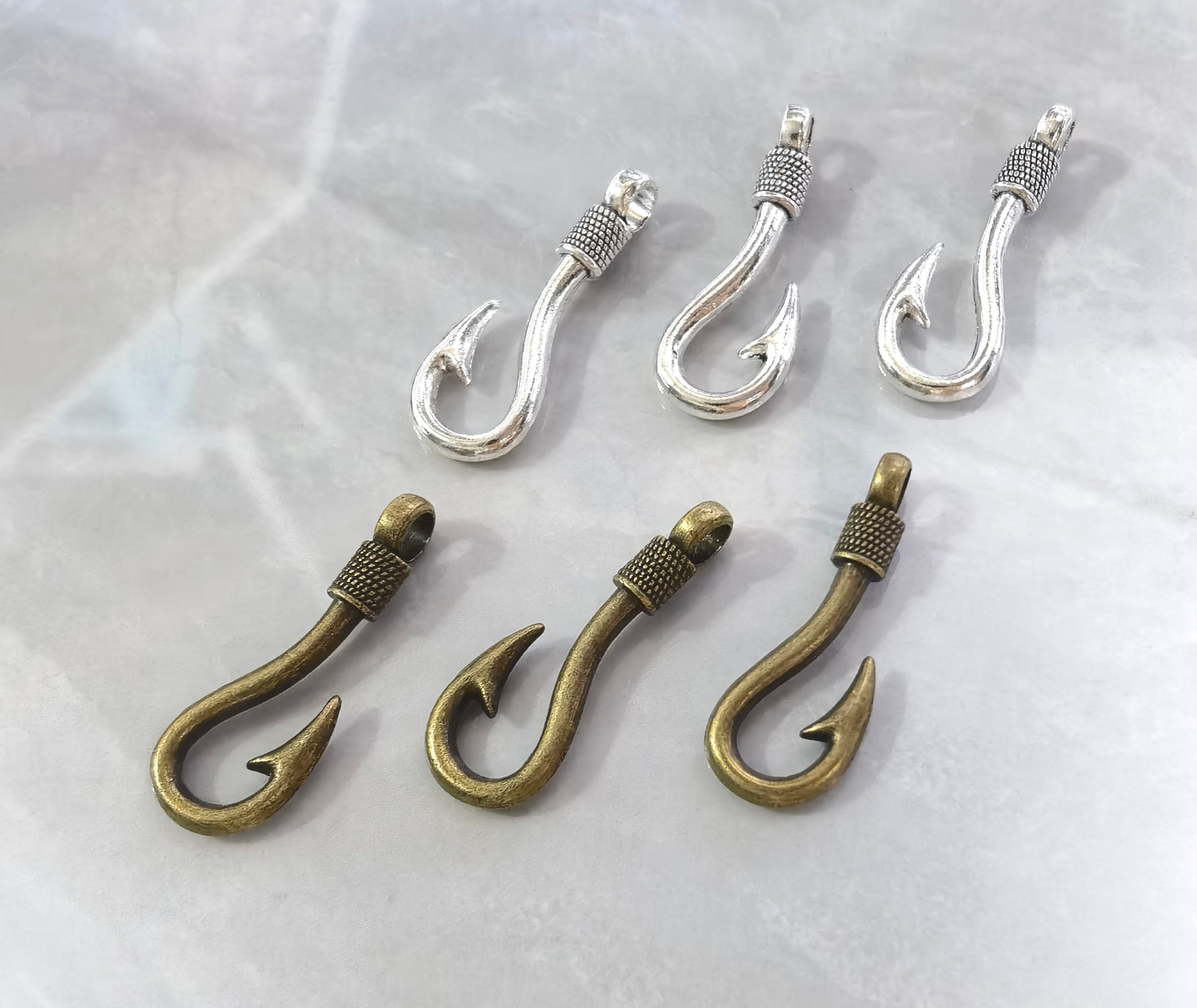 30pcs Fish Hook Charms ,fish Hook Pendant , Fish Hook Jewelry ,13x37mm ...