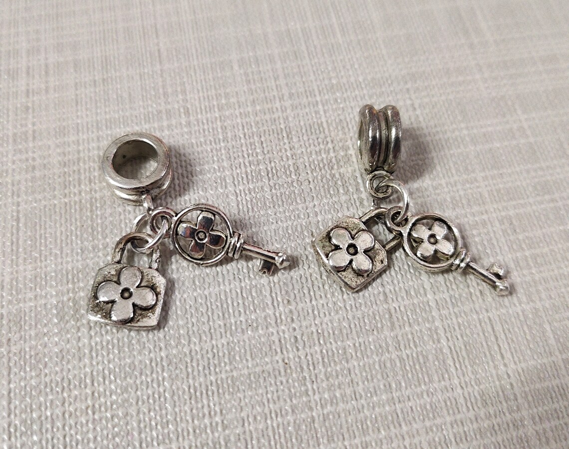 10 Pcs Antique Silver Lock and Key Charms key Lock Charm | Etsy
