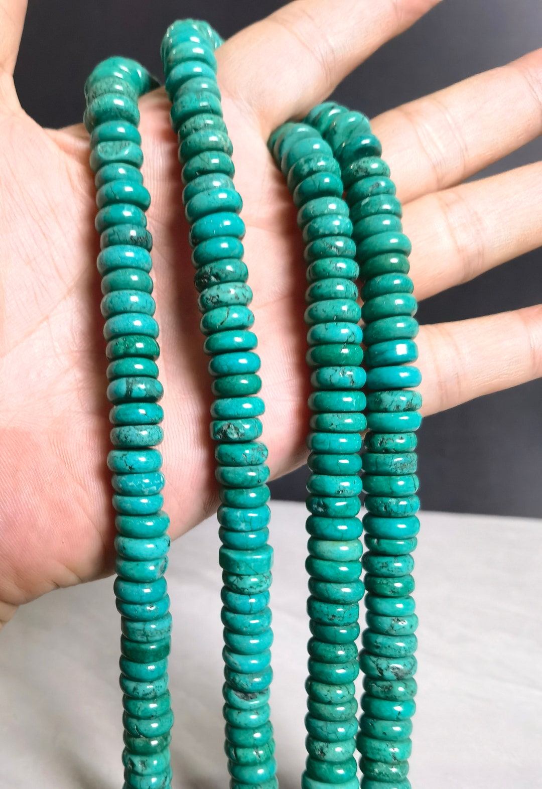 15.4’’ Smooth Turquoise Roundels Beads ,4x10mm Rondelle Turquoise Beads ...