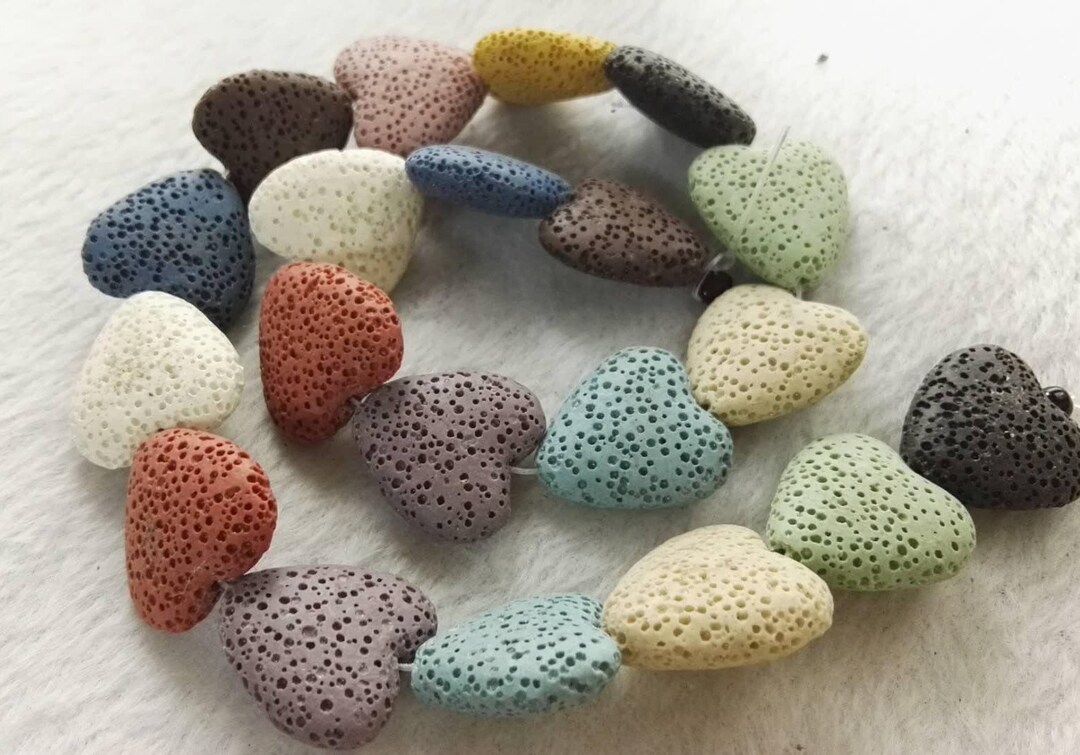 1 Full Strand 20mm Heart Shape Lava Beads , Lava Rock Jewelry Beads ...