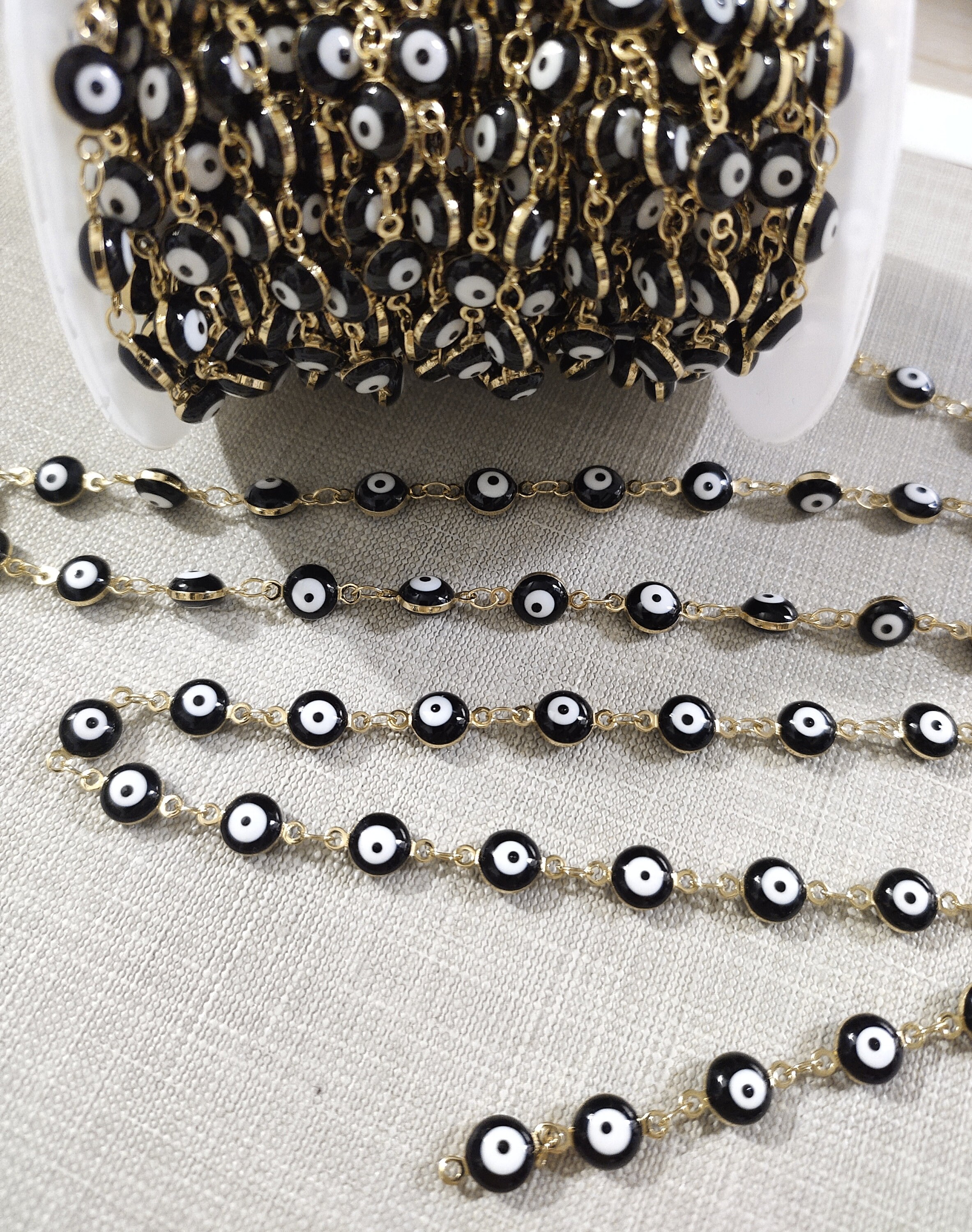1 10 Meters Gold Silver Plated Evil Eye Chain black Evil - Etsy UK