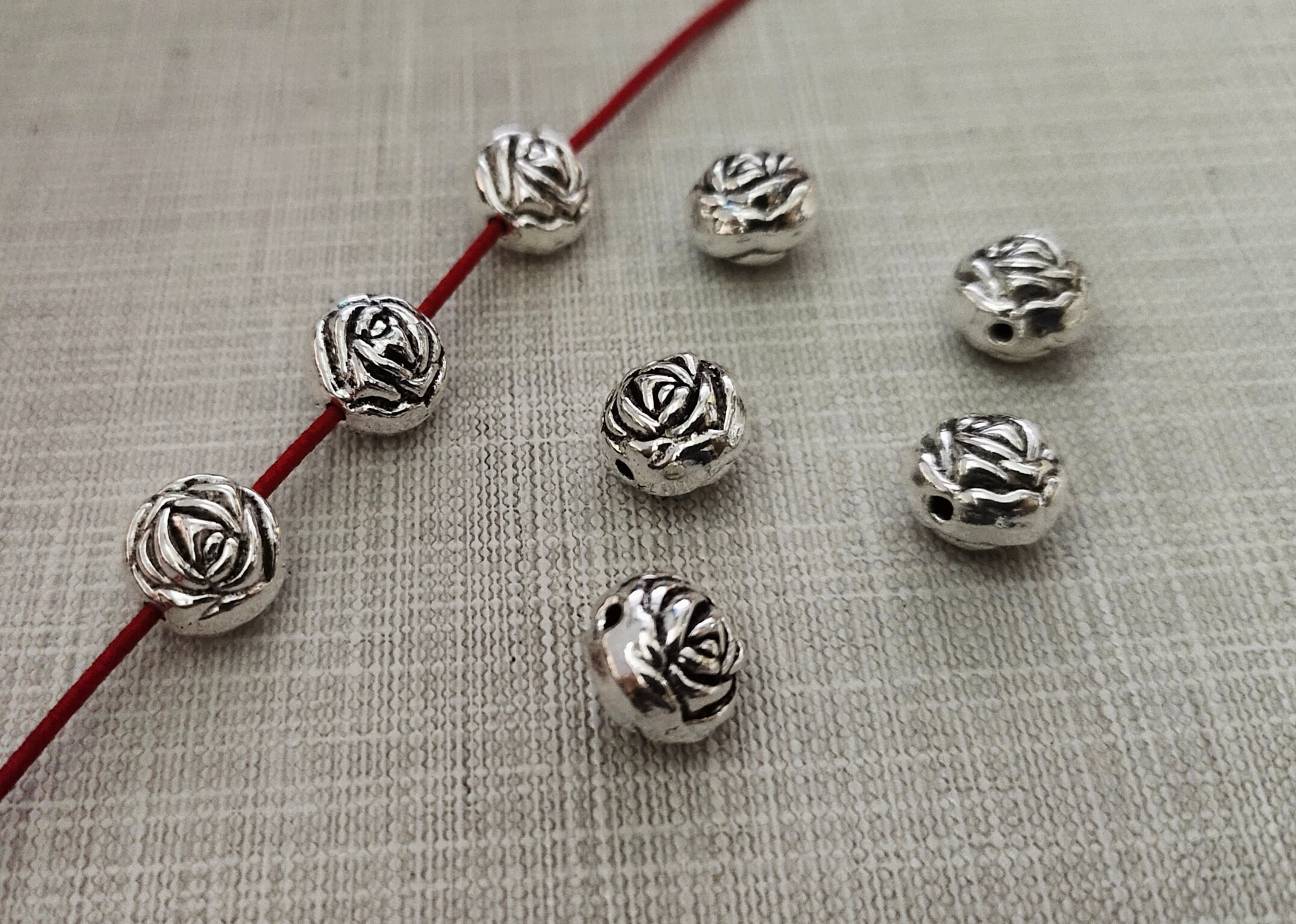 30pcs Double Sided Rose Beads rose Bud Flower Spacer Beads | Etsy