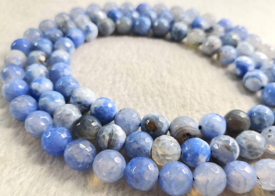 1 Full Strand 8mm 10mm Blue Fire Agate Beads , Faceted Agate Beads ...