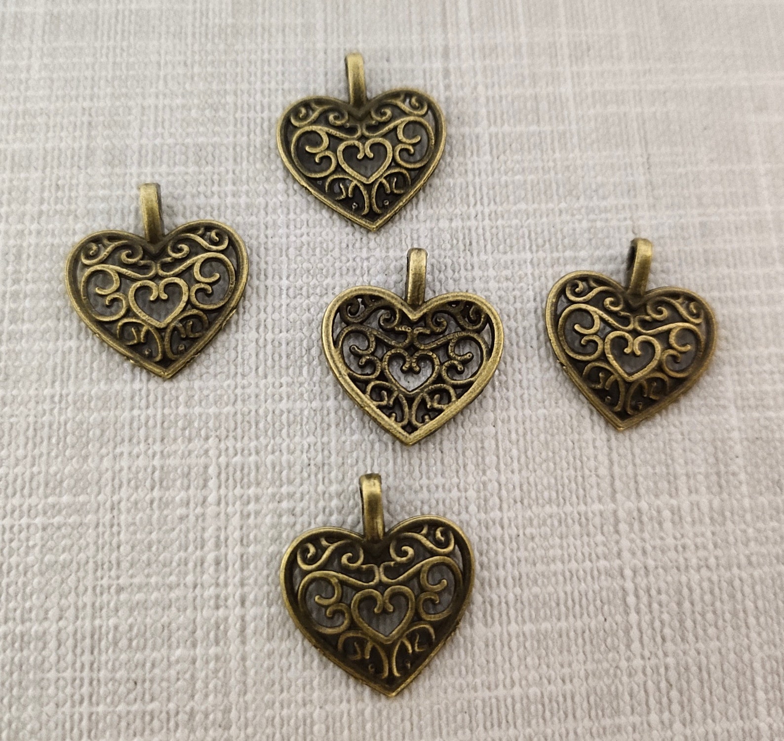 50pcs Metal Heart Charms ,heart Pendant ,antique Silver / Gold / Bronze ...