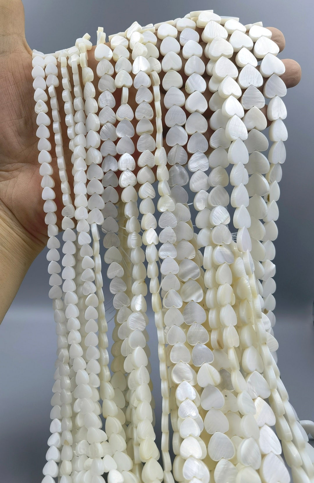 Freshwater Shell Heart Shape Beads , Natural White MOP Heart Beads , 6 ...