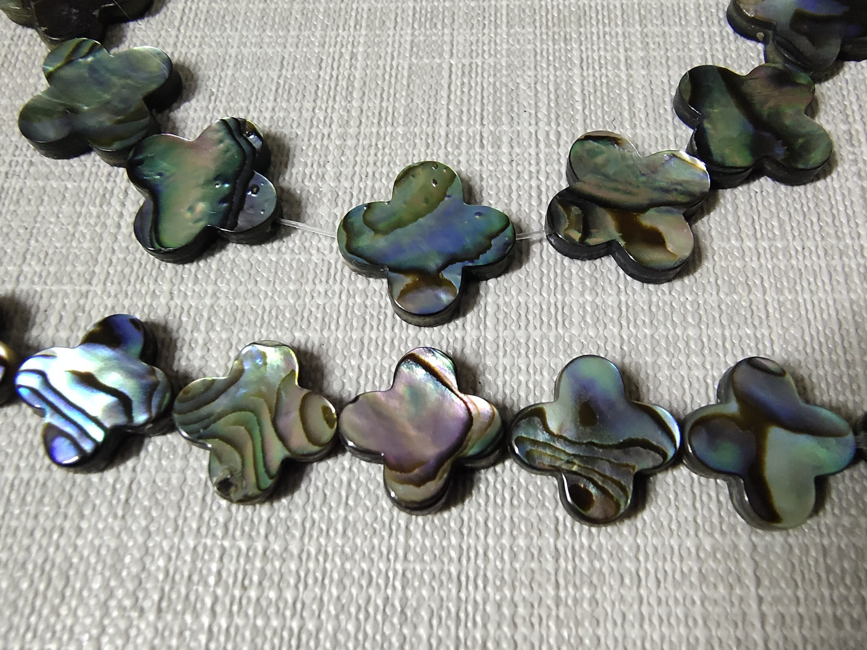 Rainbow Abalone Four Leaf Clover Shape Beads , MOP Shell Beads , 10mm ...