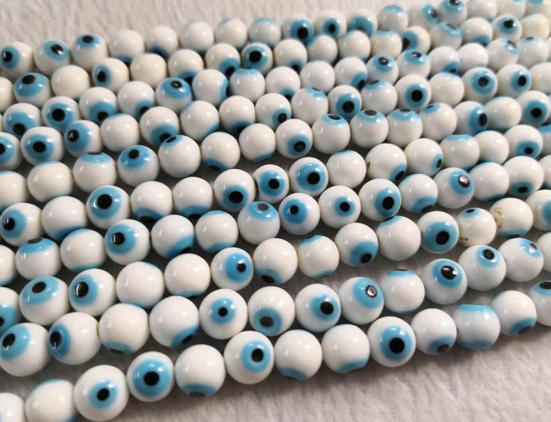 White Evil Eye Round Beads glass Evil Eye Beads 4mm 6mm 8mm - Etsy