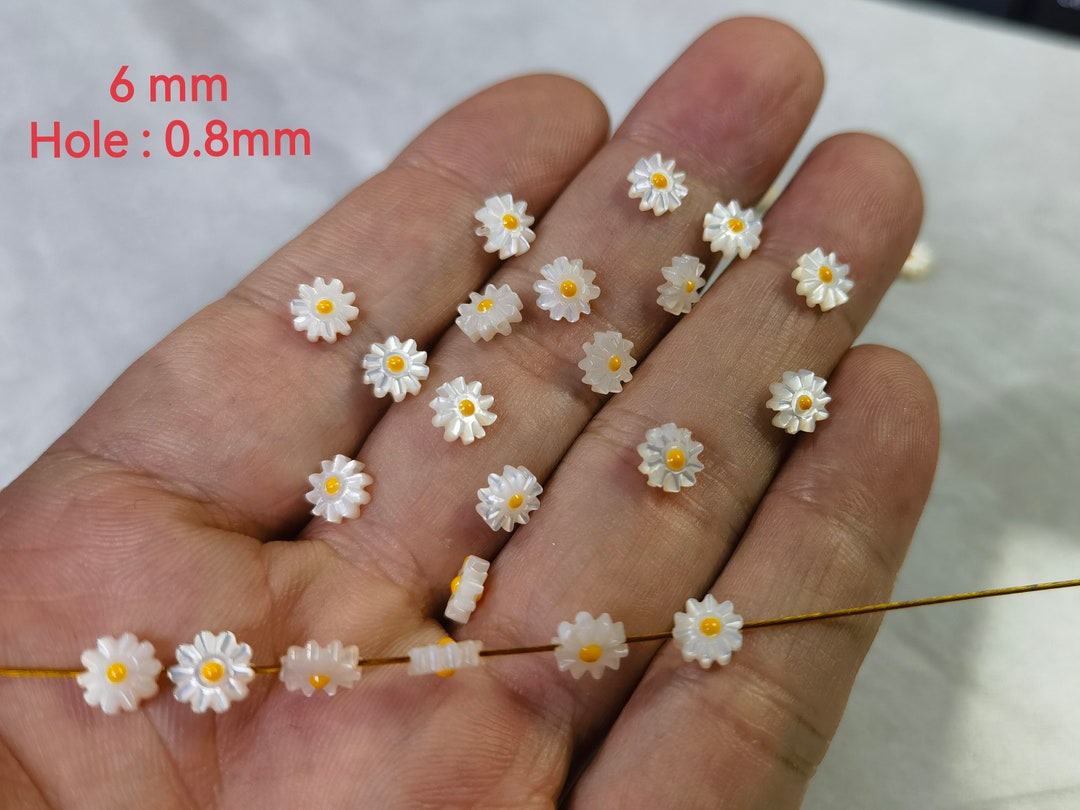 6mm Mother of Pearl Daisy Flower Beads ,double Sided Flower Beads ...