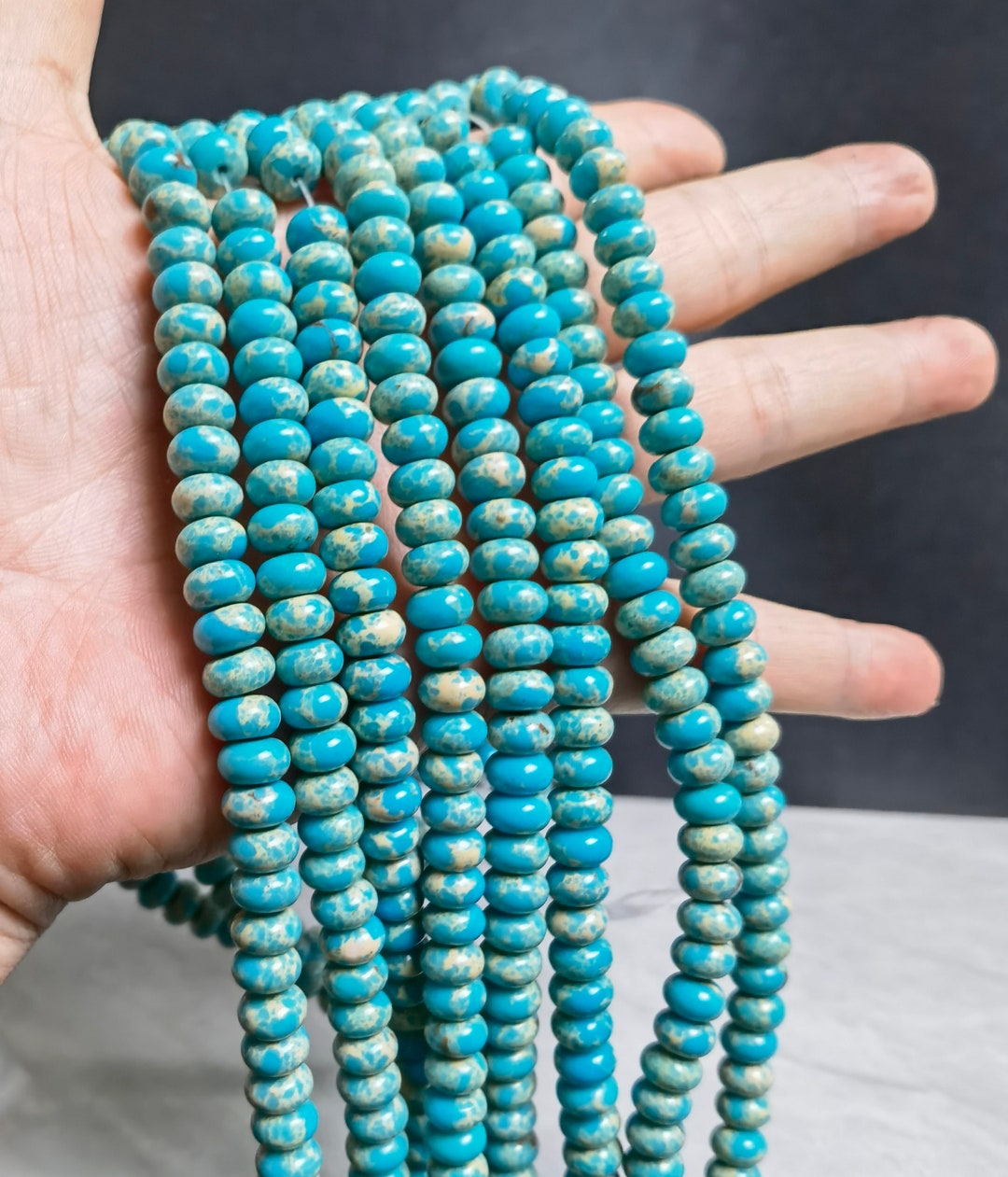 Natural Sea Sediment Jasper Rondelle Beads ,5x8mm Impression Jasper ...