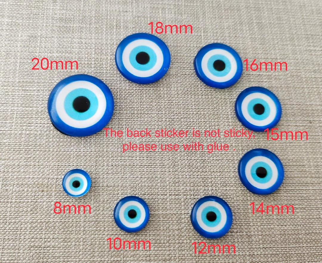 Round Evil Eye Glass With Eye Pattern Sticker Back Cabochons (no ...