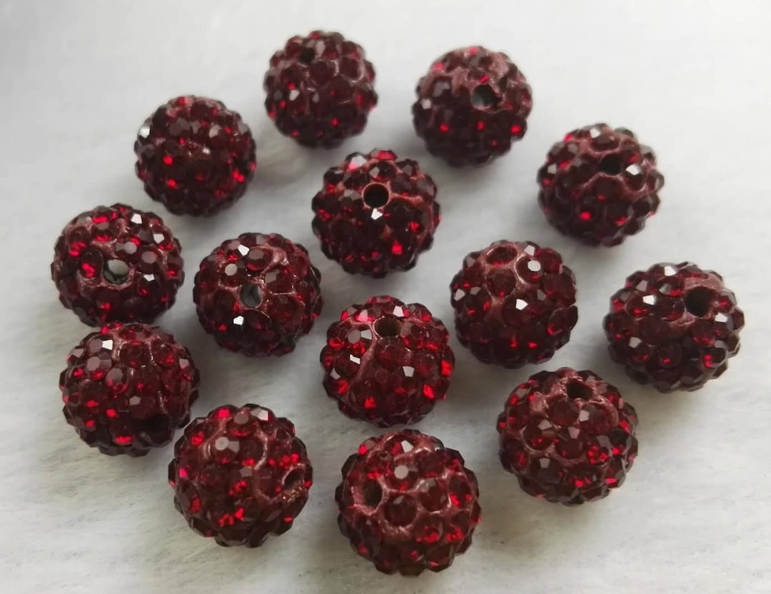 8mm 10mm Dark Red Disco Ball Beads ,micro Pave Crystal, 6 Rows ...