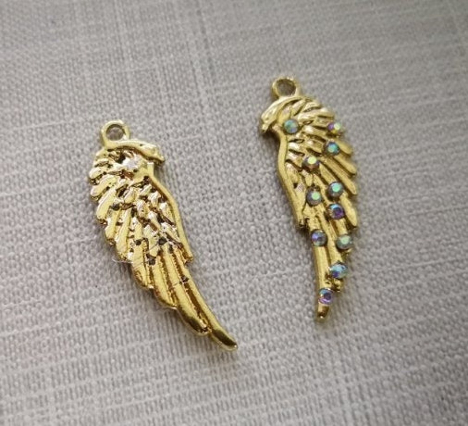 10pcs Rhinestone Angel Wing Charms 10x32mm Gold Angel Wing - Etsy UK