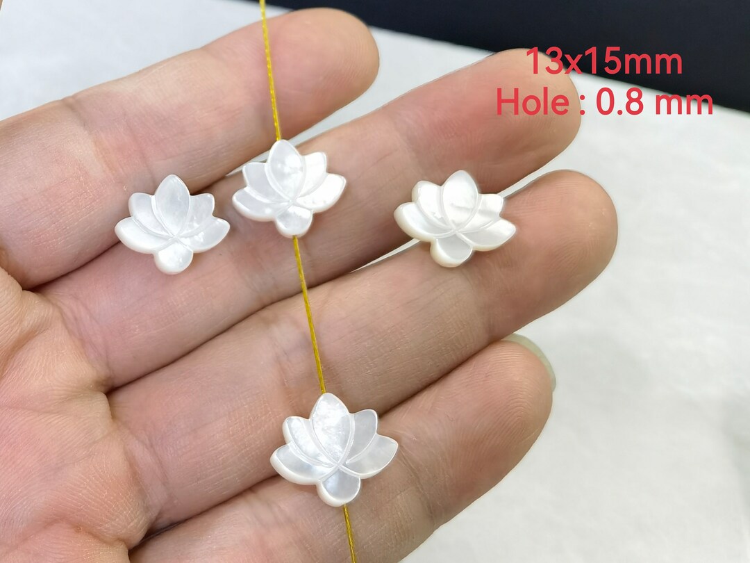 Natural Mother of Pearl Lotus Beads ,carved Shell Lotus Beads, 13x15mm ...