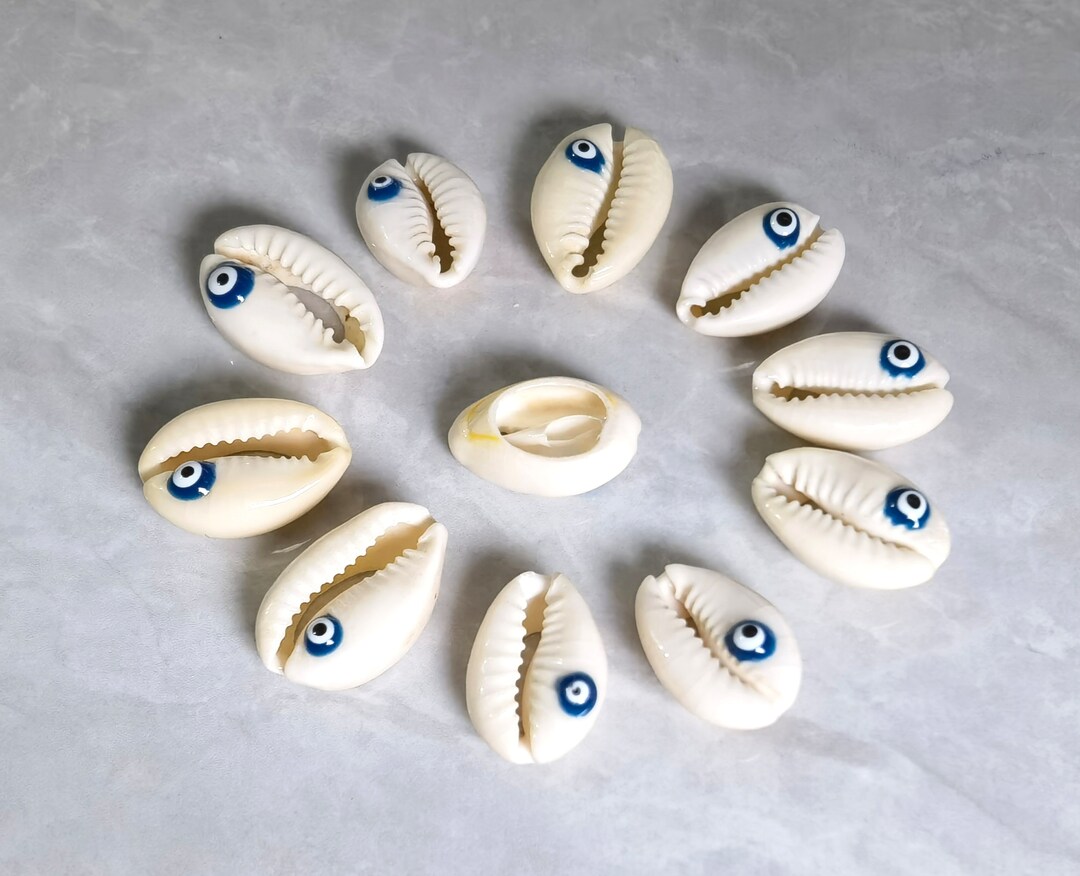 Evil Eye Cowrie Shell Beads, 14x21mm Natural Cowrie Shells Charm ,evil ...