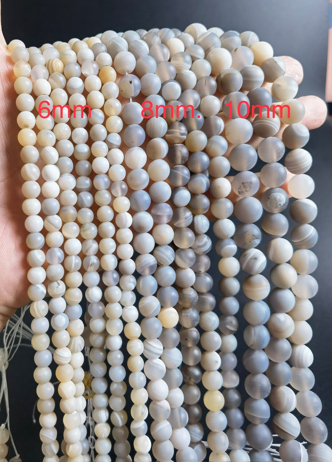 Striped Agate Beads ,matte Gray Agate Beads ,gemstone Beads ,agate ...
