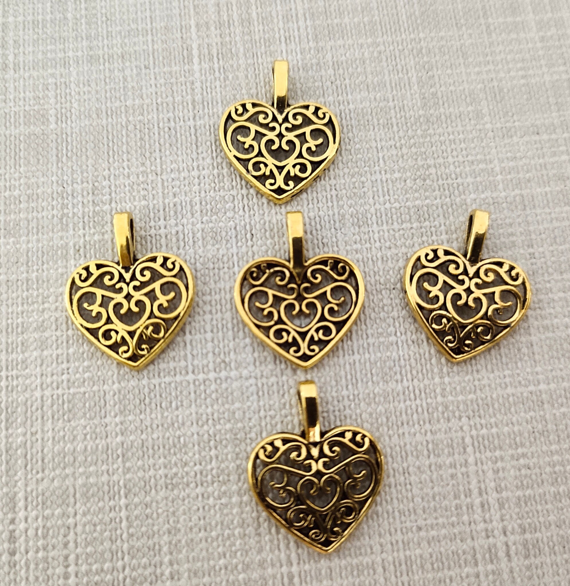50pcs Metal Heart Charms heart Pendant antique Silver / Gold | Etsy