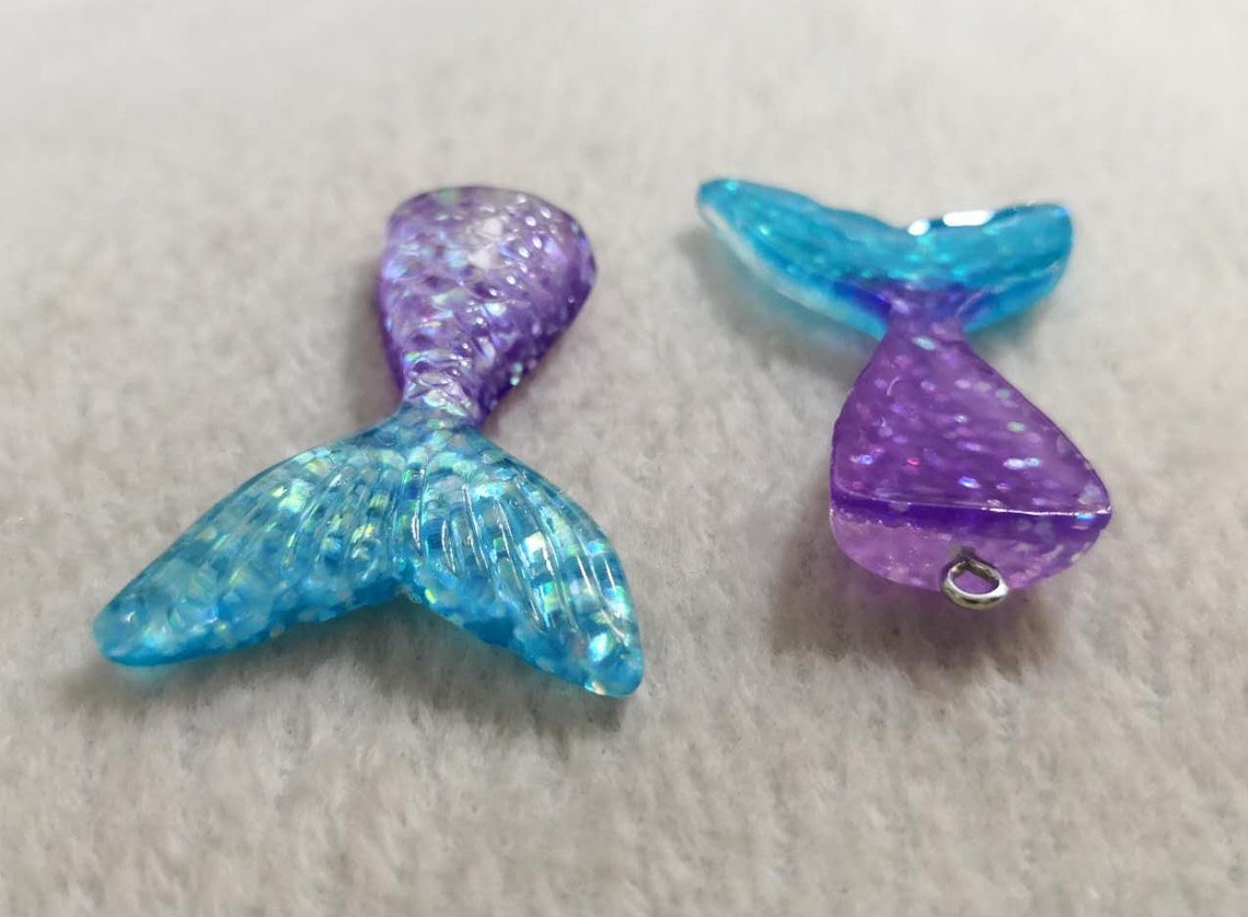 33x46mm Purple and Blue Mermaid Tail Charms 7pcs Mermaids | Etsy