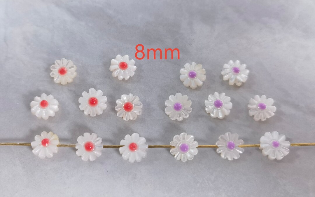 Mother of Pearl Daisy Flower Beads ,double Sided Flower Beads ,8mm ...