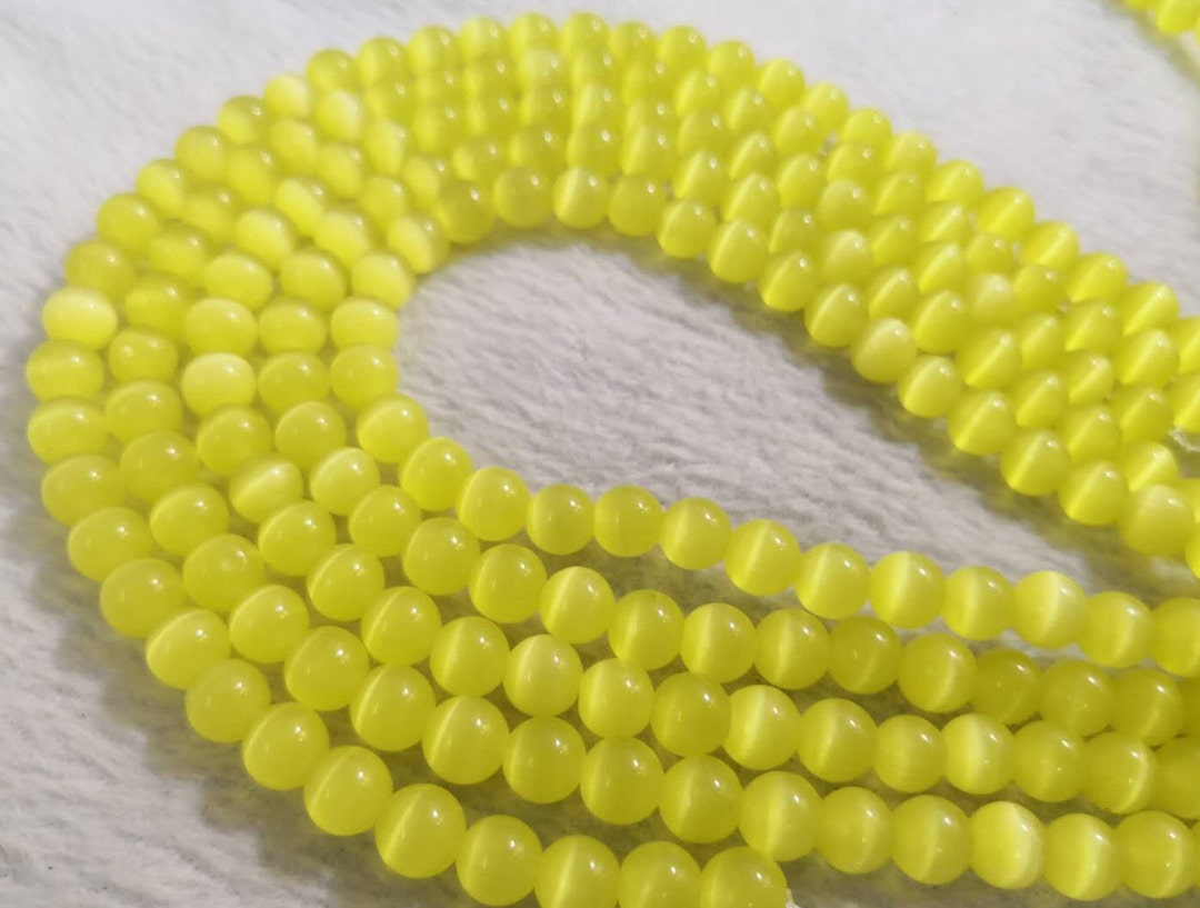 Yellow Cat's Eye Round Loose Beads , Cat Eye Beads , 6mm 8mm 10mm ...