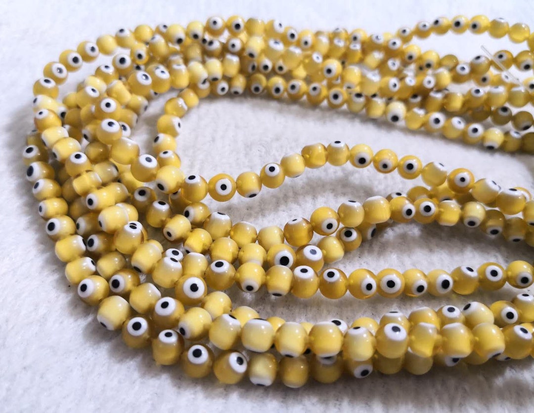 Yellow Evil Eye Round Beads ,glass Evil Eye Beads ,6mm 8mm 10mm Glass ...