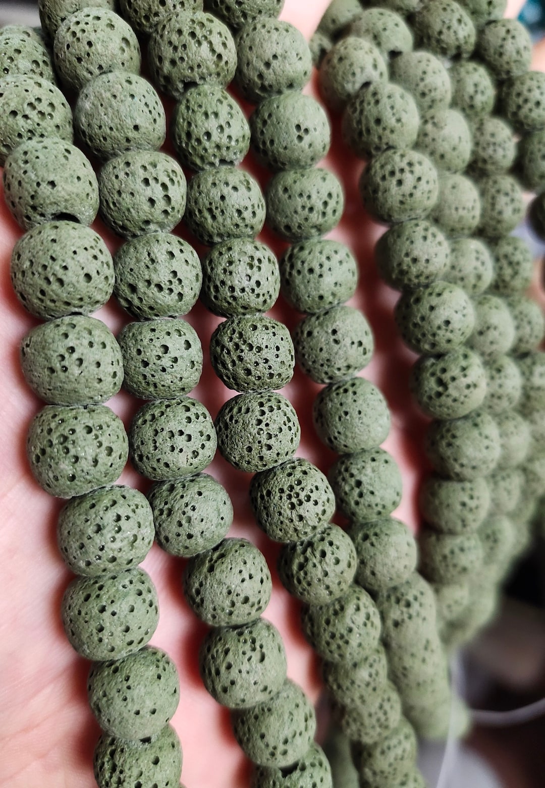 8mm 10mm Natural Lava Beads , Olive Green Lava Rock Jewelry Beads ...