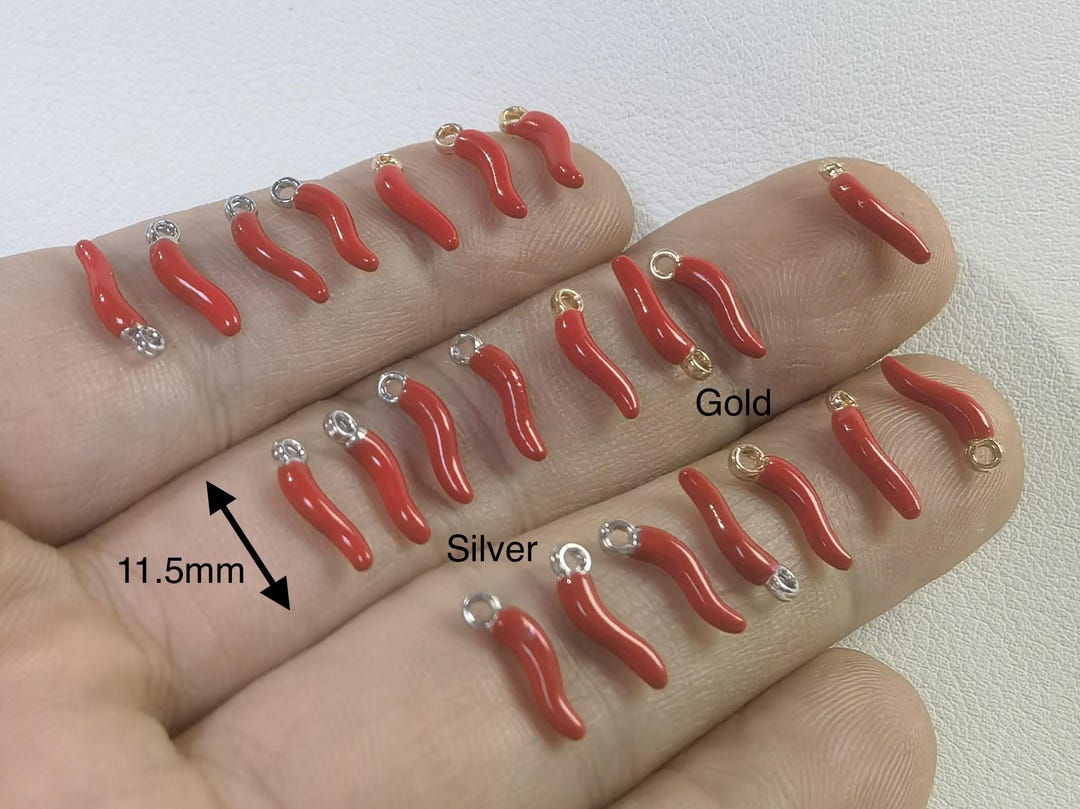 11.5x3.7mm Enamel Red Chili Charms ,gold / Silver Plated Loop Chili ...