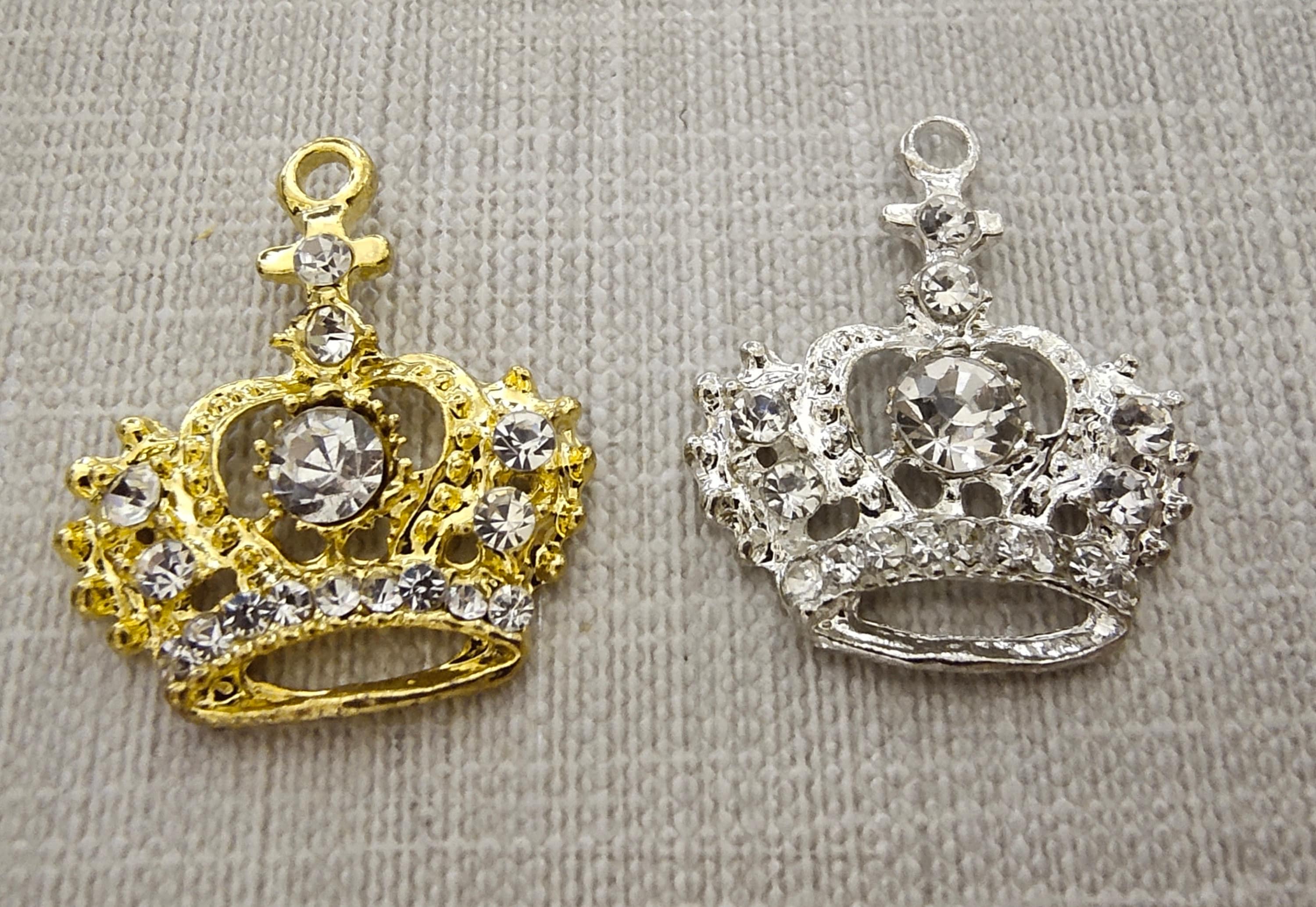 10pcs Crown Charms rhinestone Crown Charms 21x25mm Crown - Etsy