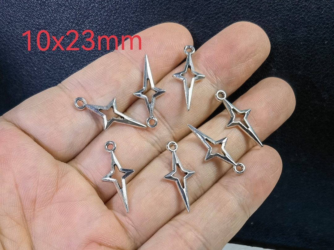 10x23mm Antique Silver North Star Cross Charms ,double Sided Star ...