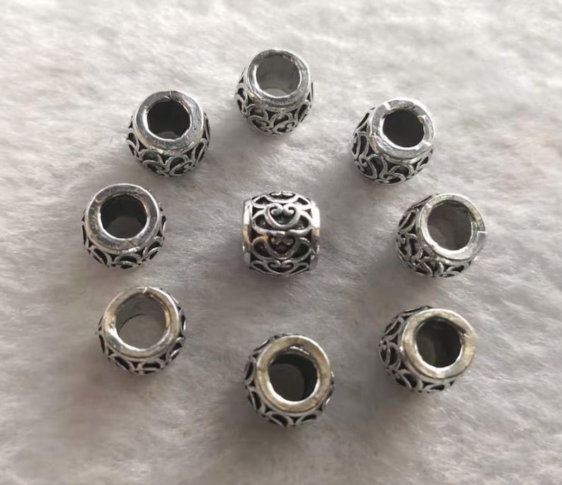 30pcs Large Hole Drum Beads antique Silver Spacer Beads - Etsy