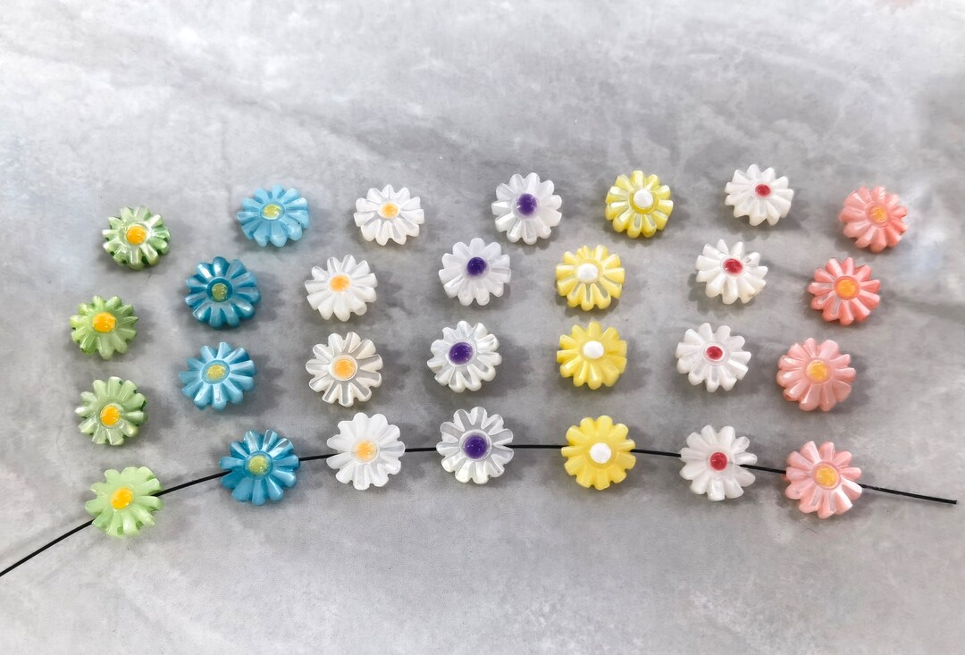 Mother of Pearl Daisy Flower Beads ,double Sided Flower Beads ,10mm ...