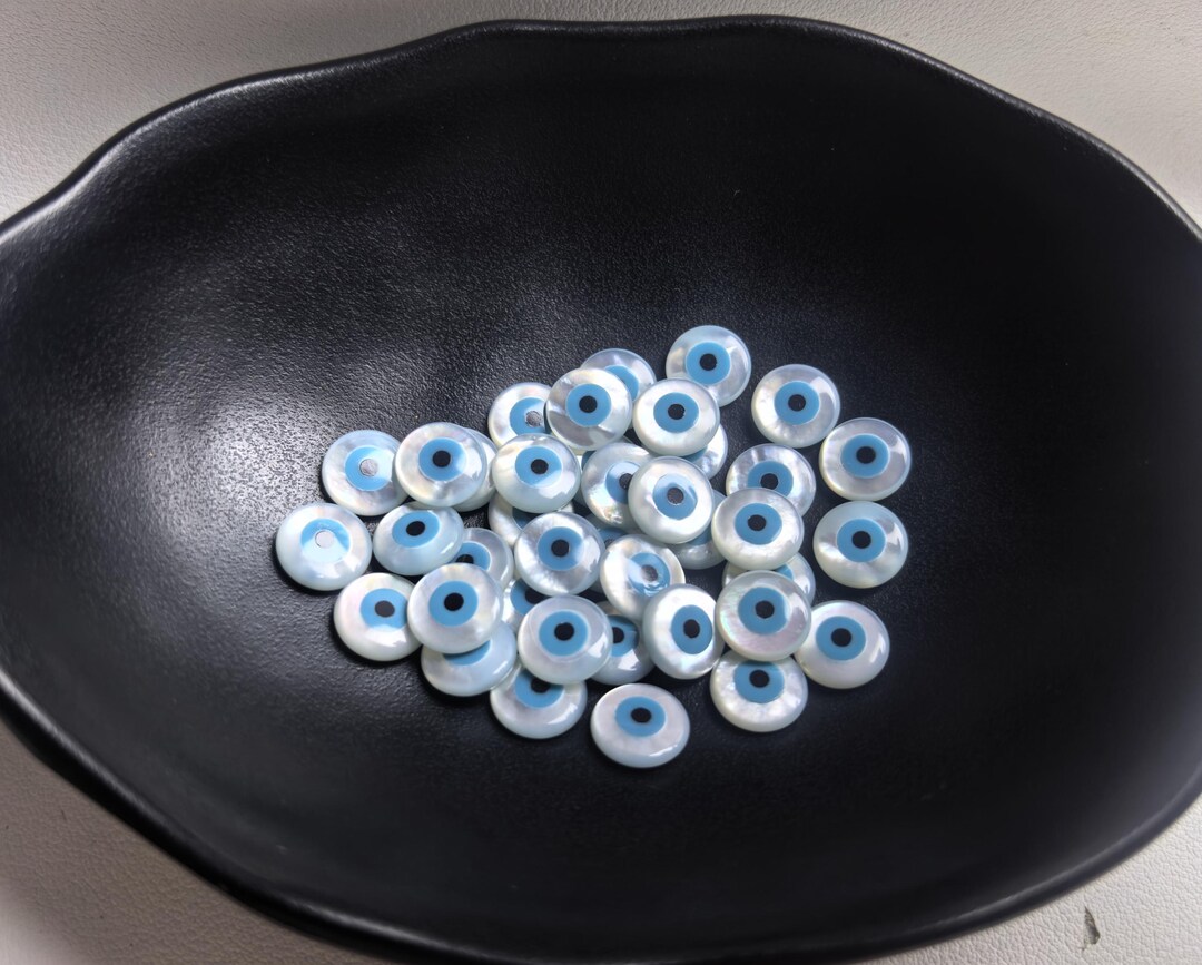10mm Double Sided Mother of Pearl Evil Eye Cabochon ,round Eye Cabochon ...