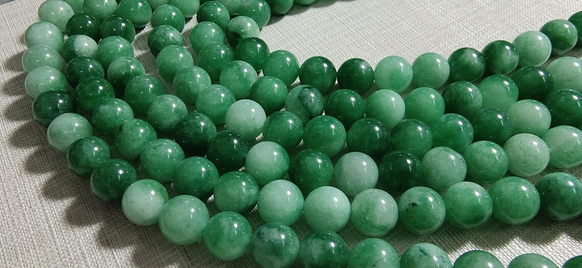 1 Full Strand Natural Green Jade Round Beads ,jade Beads ,6m 8mm 10mm ...