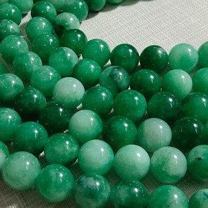 1 Full Strand Natural Green Jade Round Beads ,jade Beads ,6m 8mm 10mm ...