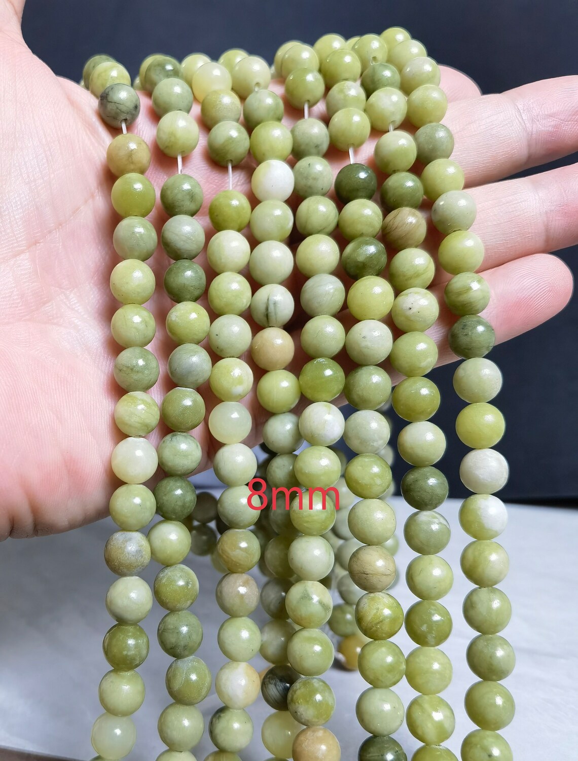 1 Full Strand Olive Green Jade Round Beads ,jade Beads ,6m 8mm 10mm ...