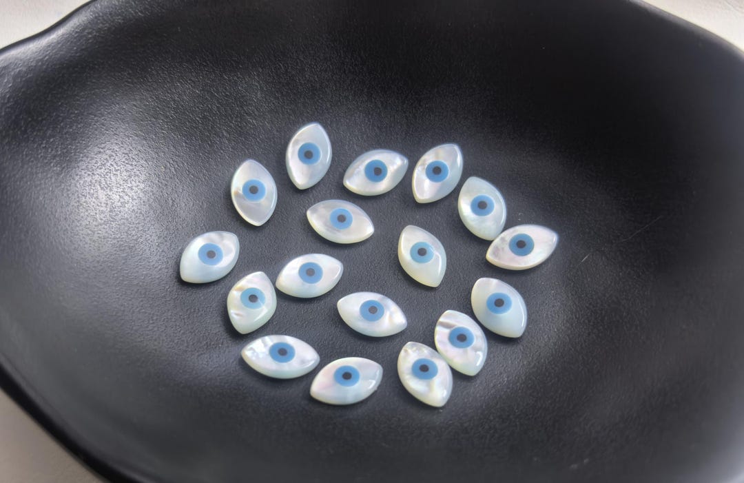 8x12mm Double Sided Mother of Pearl Evil Eye Cabochon ,horse Eye Shell ...