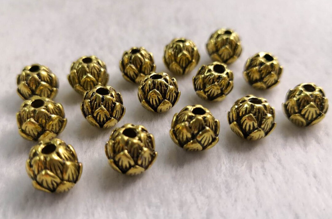 30pcs Antique Gold Lotus Flower Beads ,10x9mm Lotus Seeds Beads ,lotus ...