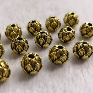 30pcs Antique Gold Lotus Flower Beads ,10x9mm Lotus Seeds Beads ,lotus ...